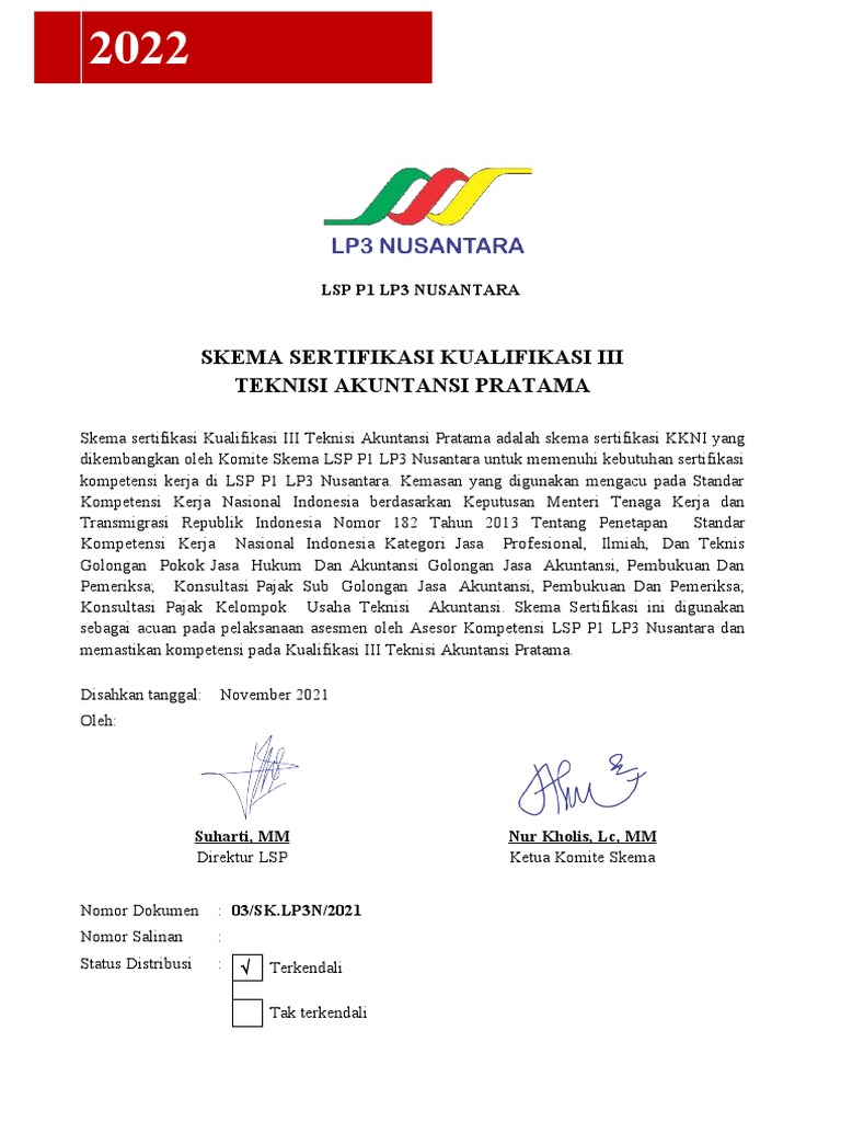 Skema Kualifikasi Level III Teknisi Akutansi Pratama (LSP - lp3n) | PDF