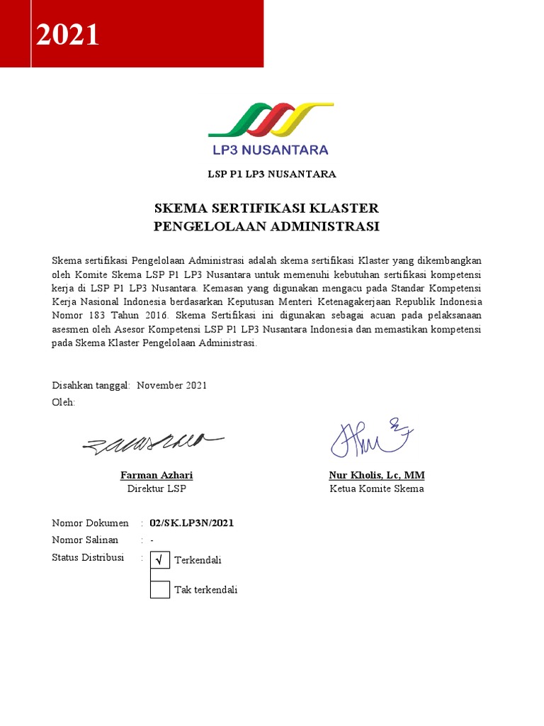 Skema Klaster Pengelola Administrasi Kantor (LSP - lp3n) | PDF