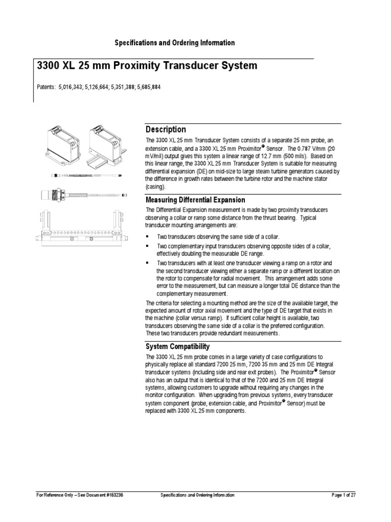 Datasheet Sensor Proximity Displacement 3300XL 25 MM | PDF | Electrical ...