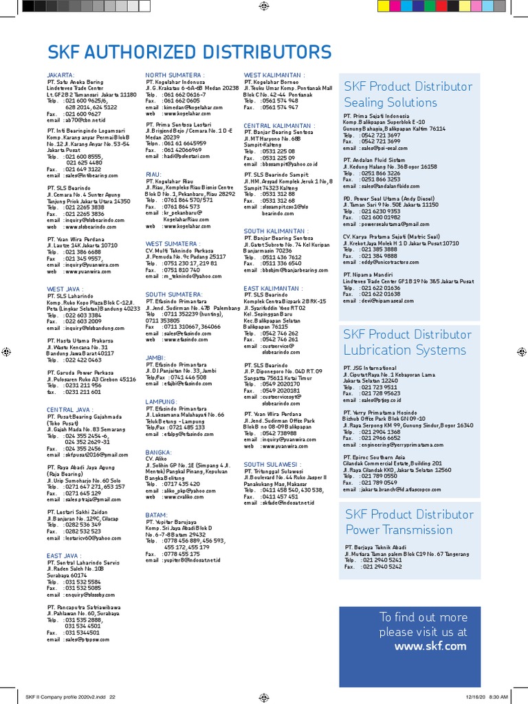 SKF Authorized Distributors in Indonesia | PDF