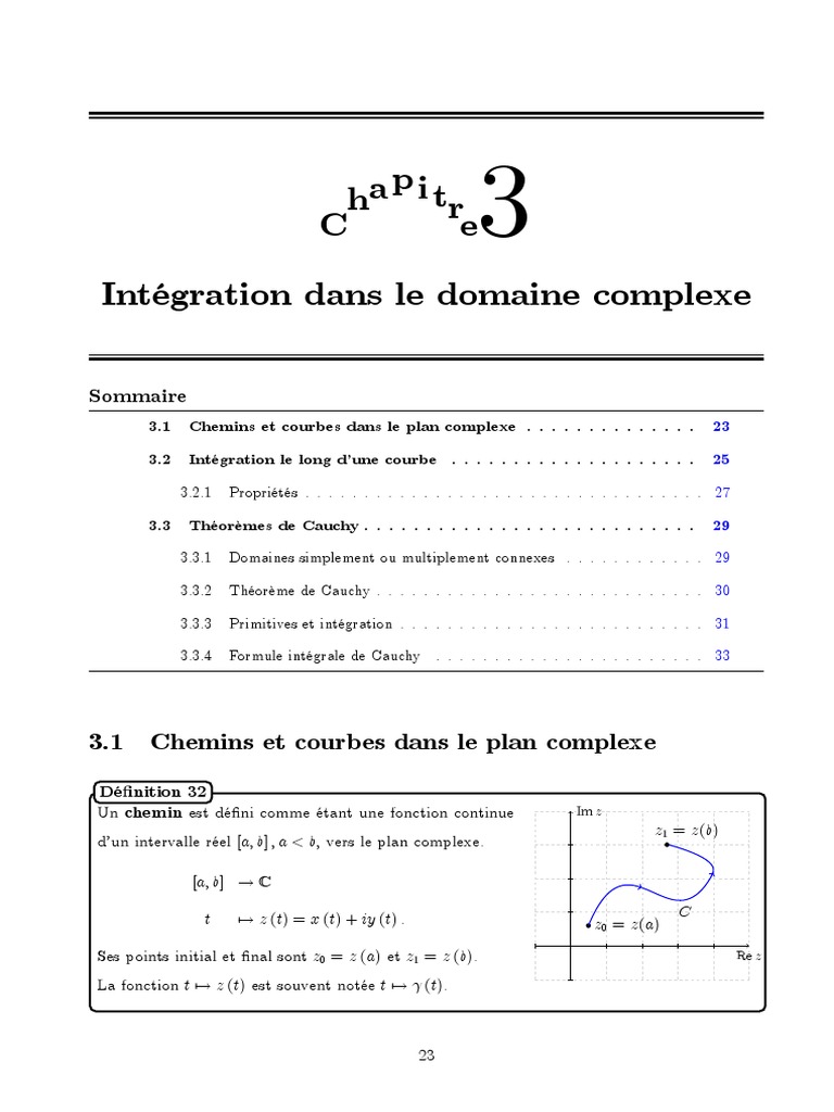 Chapitre3 Mathématique 4 | PDF | Intégral | Fonction holomorphe