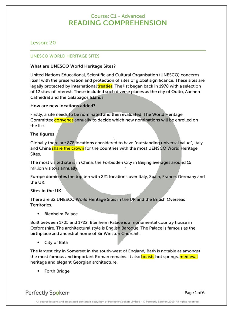 C1 - Lesson 16-20 - Reading Comprehension | PDF