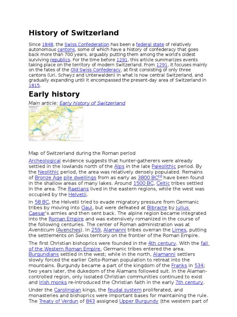 History of Switzerland | PDF | Switzerland | Europe Travel