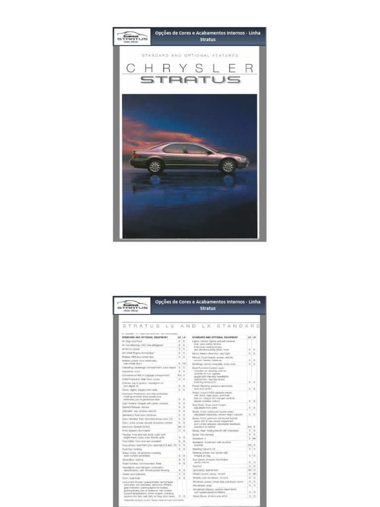 Chrysler Stratus Clube Oficial - Catálogo de Cores v2 | PDF