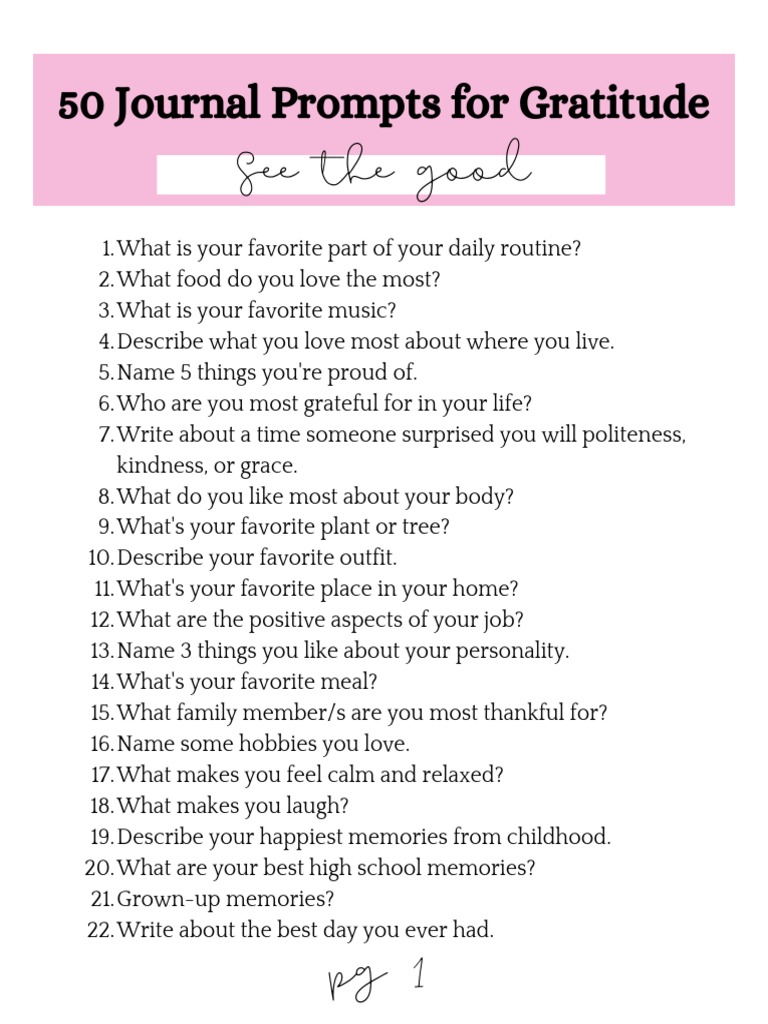 Gratitude Prompts Printable. | PDF