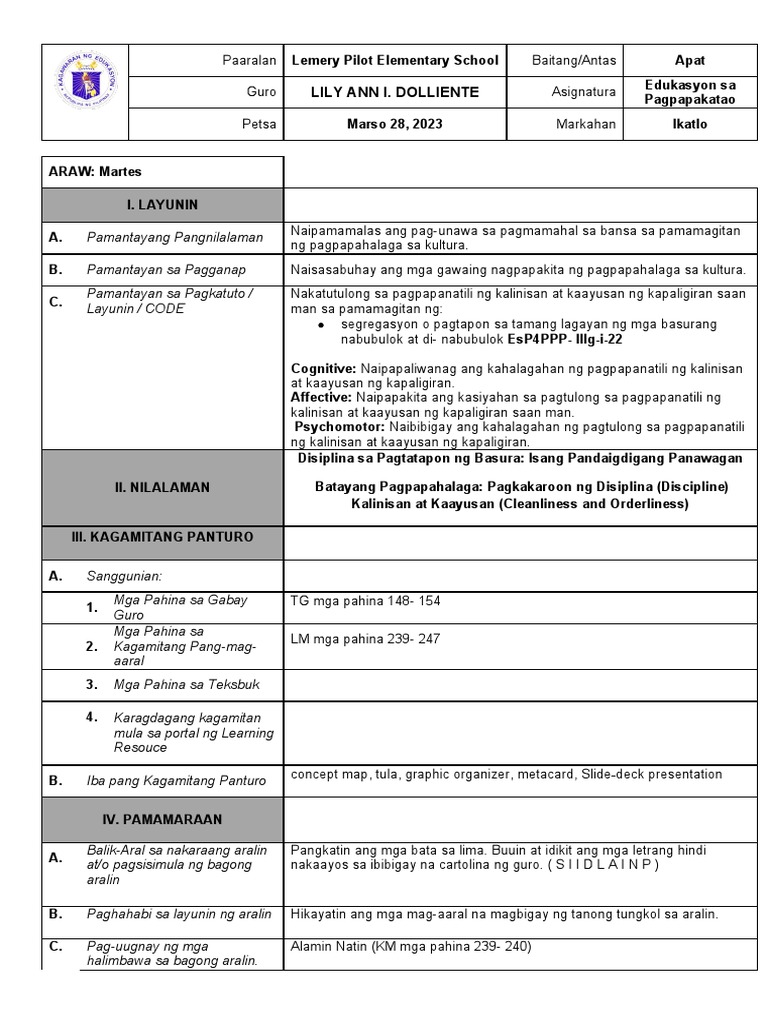 DLL Q3 Week 7 Esp Day1 4 | PDF