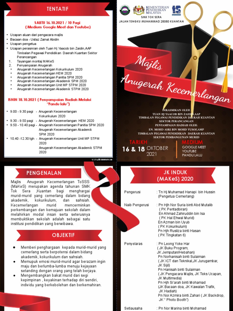 Buku Program Hari Anugerah Kecemerlangan 2020 SMK Tok Sera Final | PDF