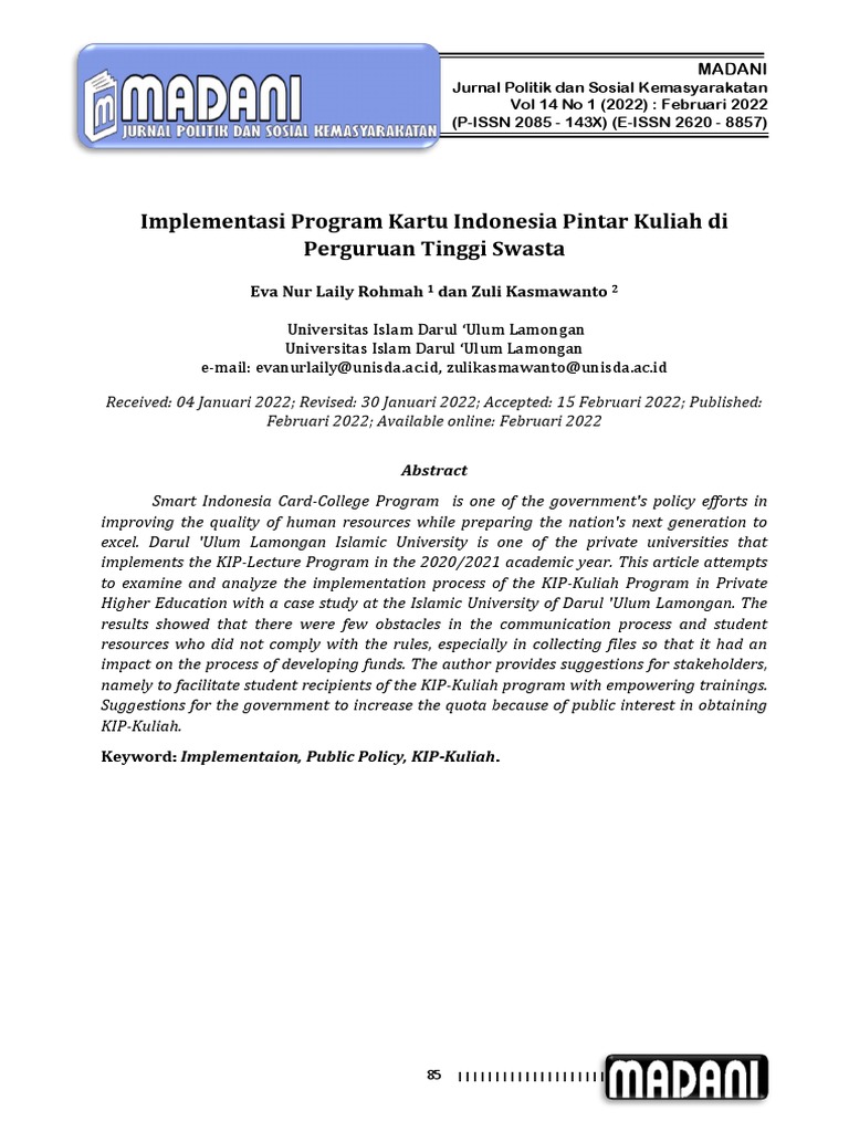 Implementasi Program Kartu Indonesia Pintar Kuliah Di Perguruan Tinggi ...