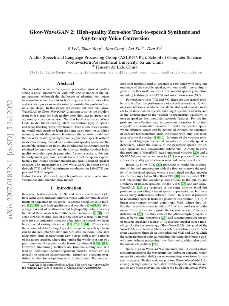 Glow Wavegan | PDF | Speech Synthesis | Data Compression