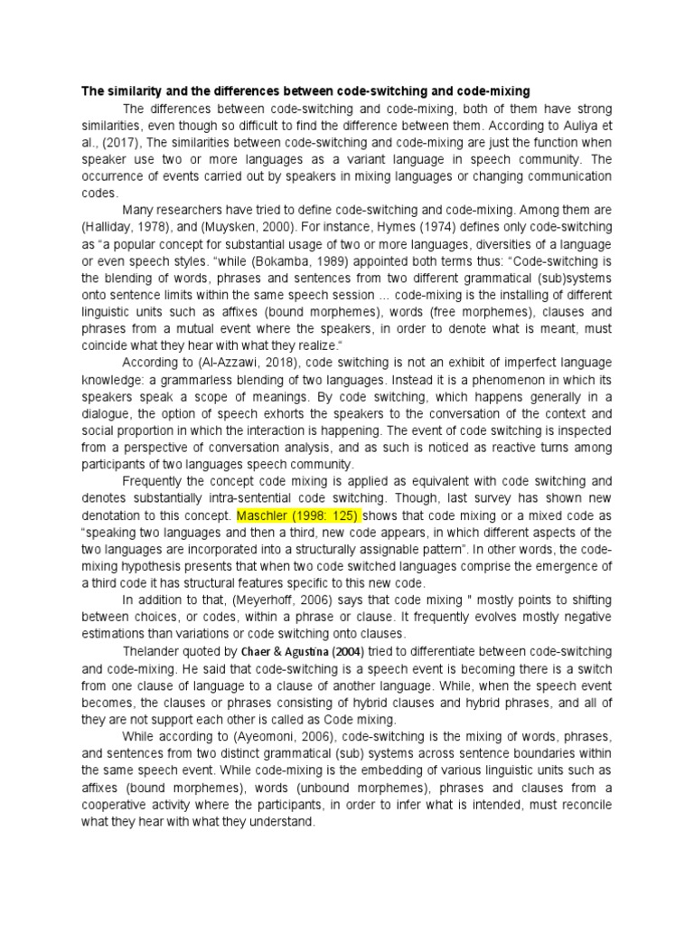 Differences between code-switching and code-mixing explained | PDF ...