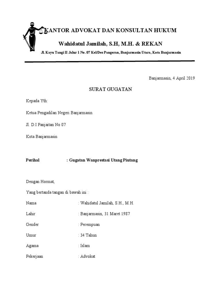 SURAT GUGATAN | PDF
