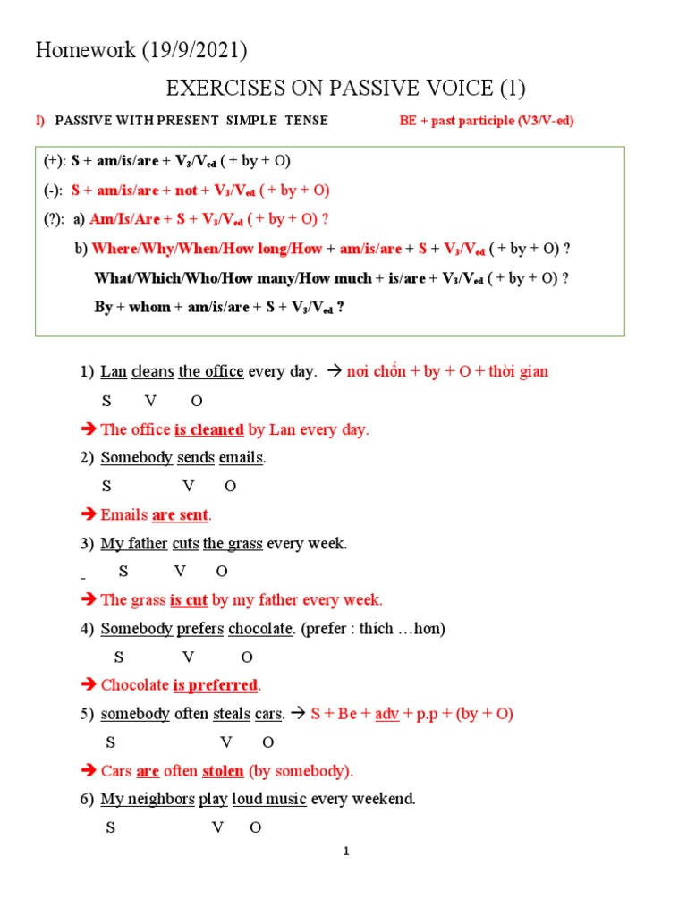 Exercises On Passive Voice | PDF