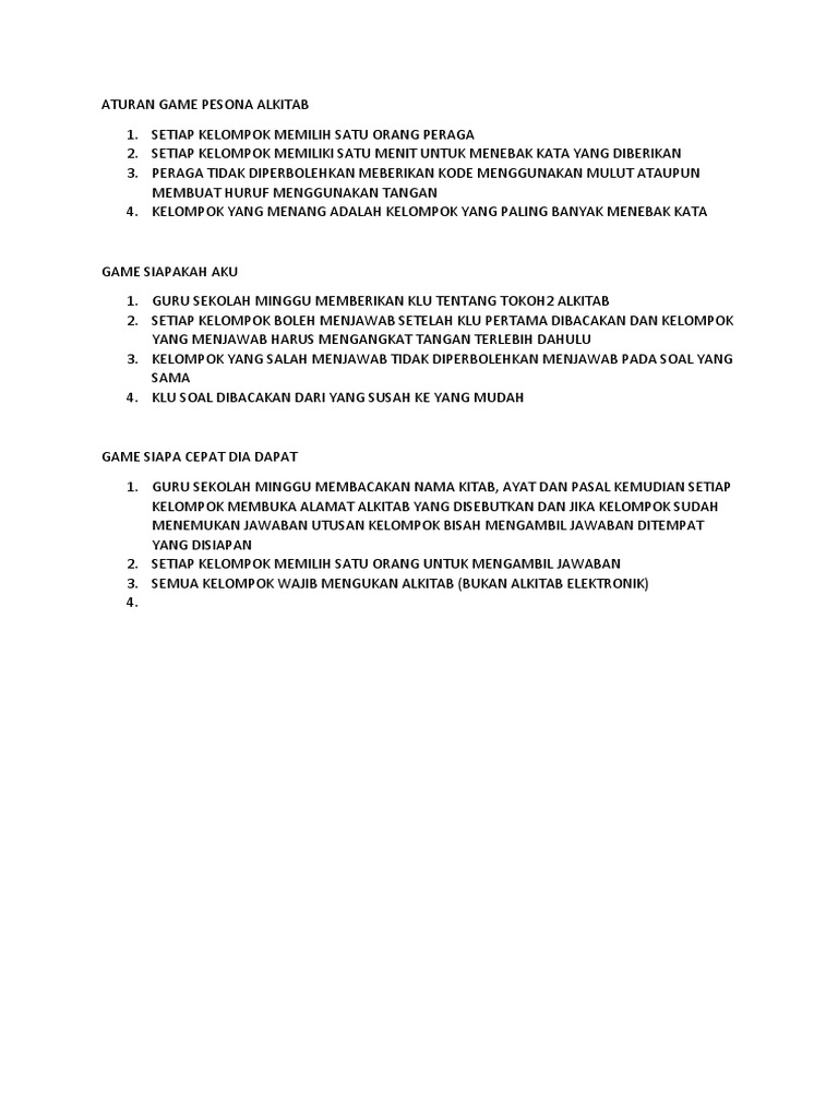 Aturan Game Alkitab | PDF