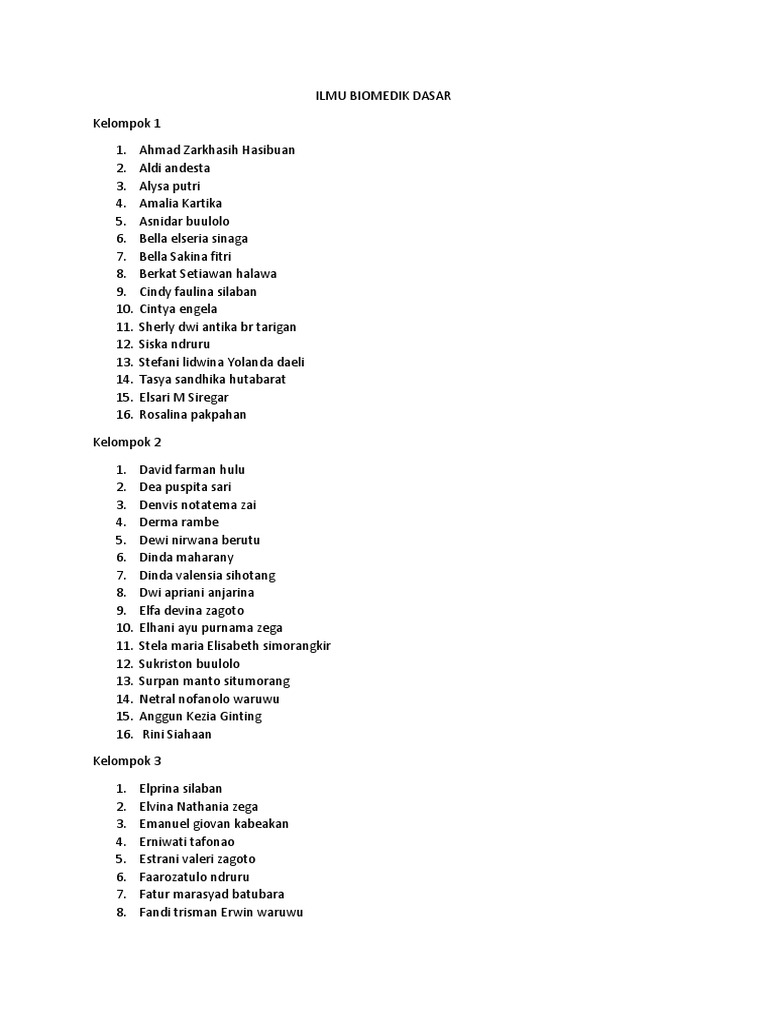 Kelompok Ilmu Biomedik | PDF