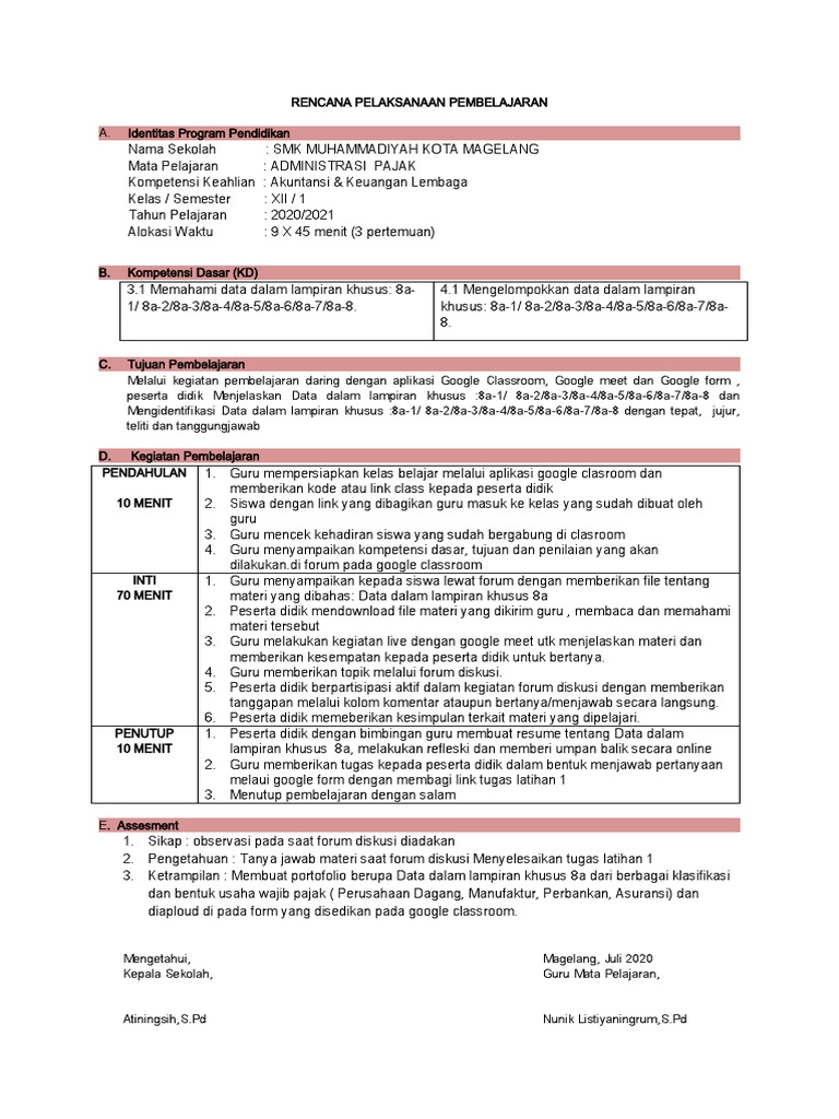 CONTOH RPP DARING | PDF