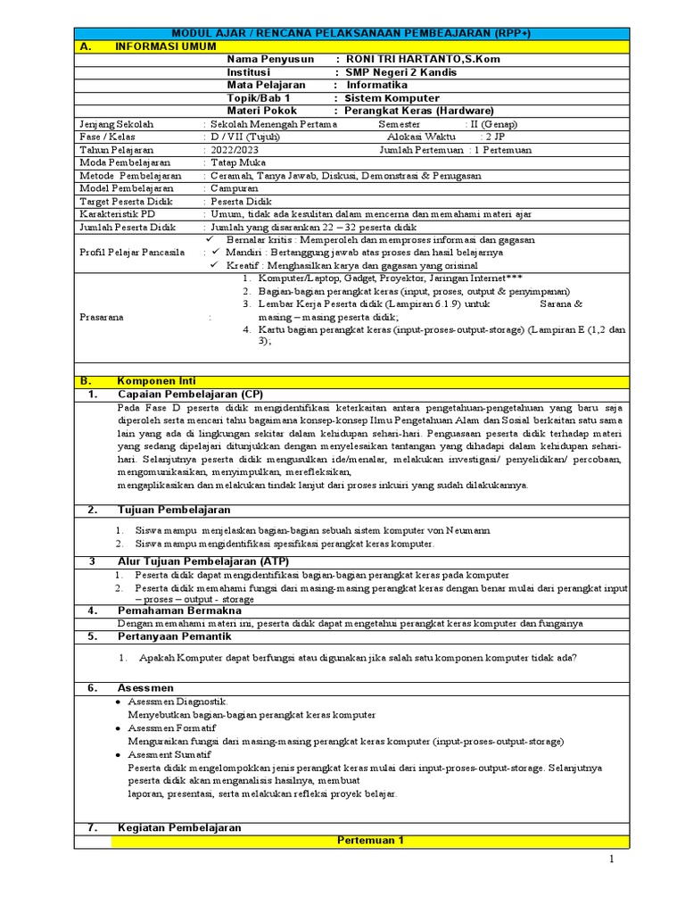 Contoh Modul Ajar | PDF