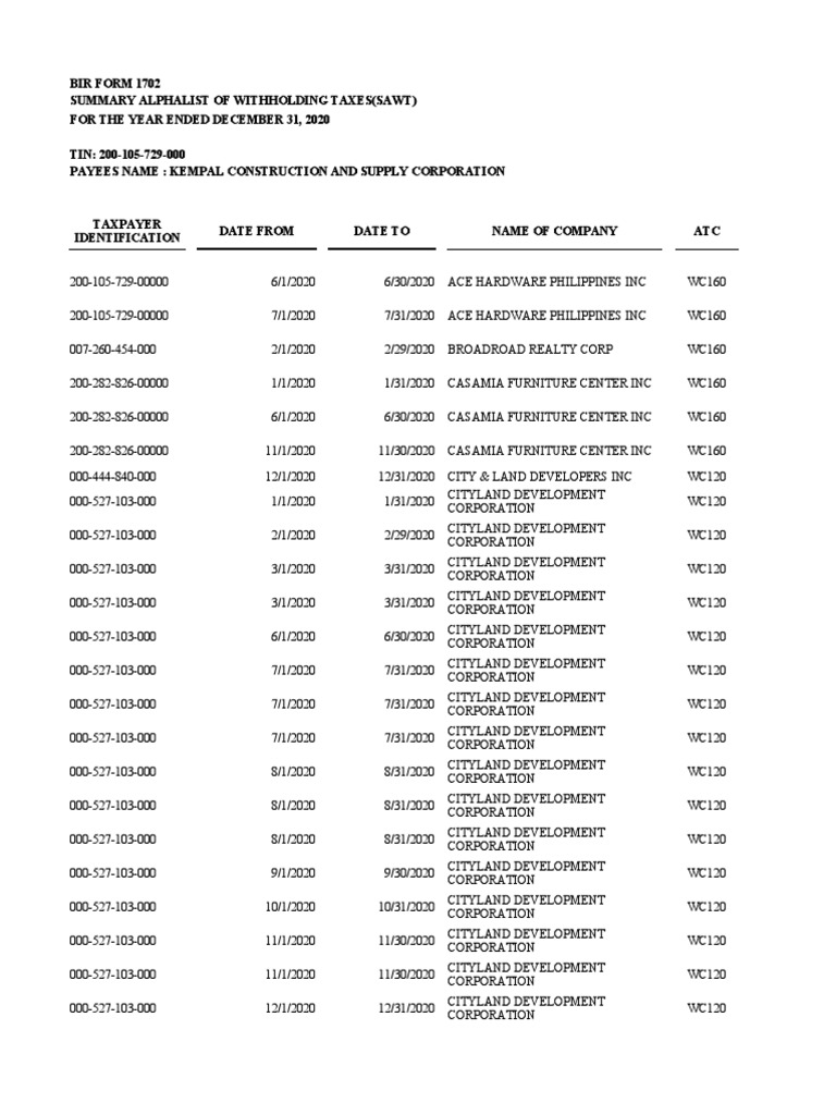 2020 2307 | PDF | Subcontractor | Taxes
