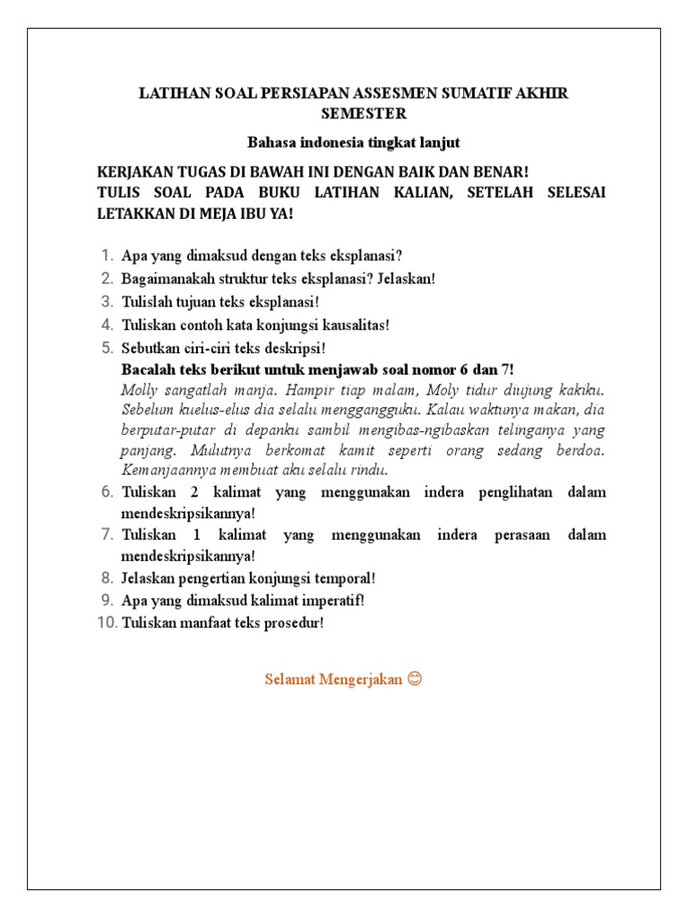 Latihan Soal Persiapan Assesmen Sumatif Akhir Semester | PDF
