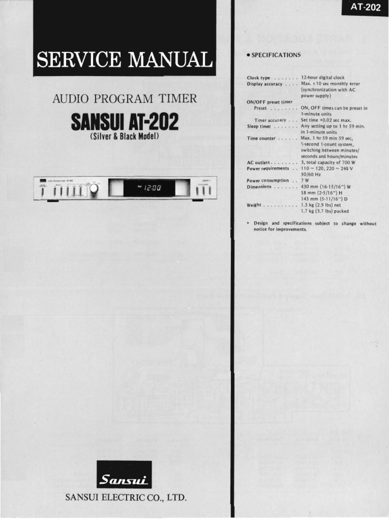 Sansui AT 202 Service Manual | PDF