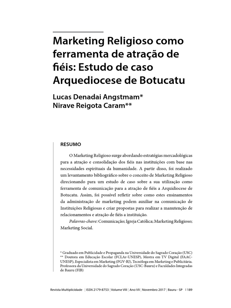 106-Texto Do Artigo-151-174-10-20180901 | PDF | Marketing | Igreja católica