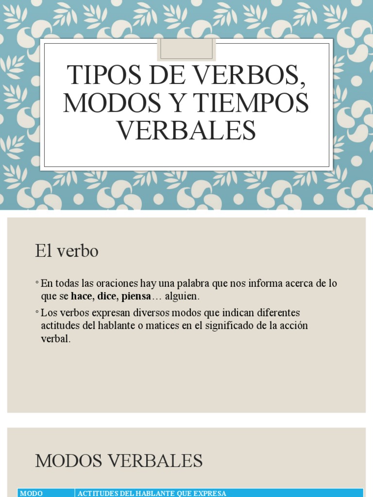 Modos y Tiempos Verbales Explicados | PDF