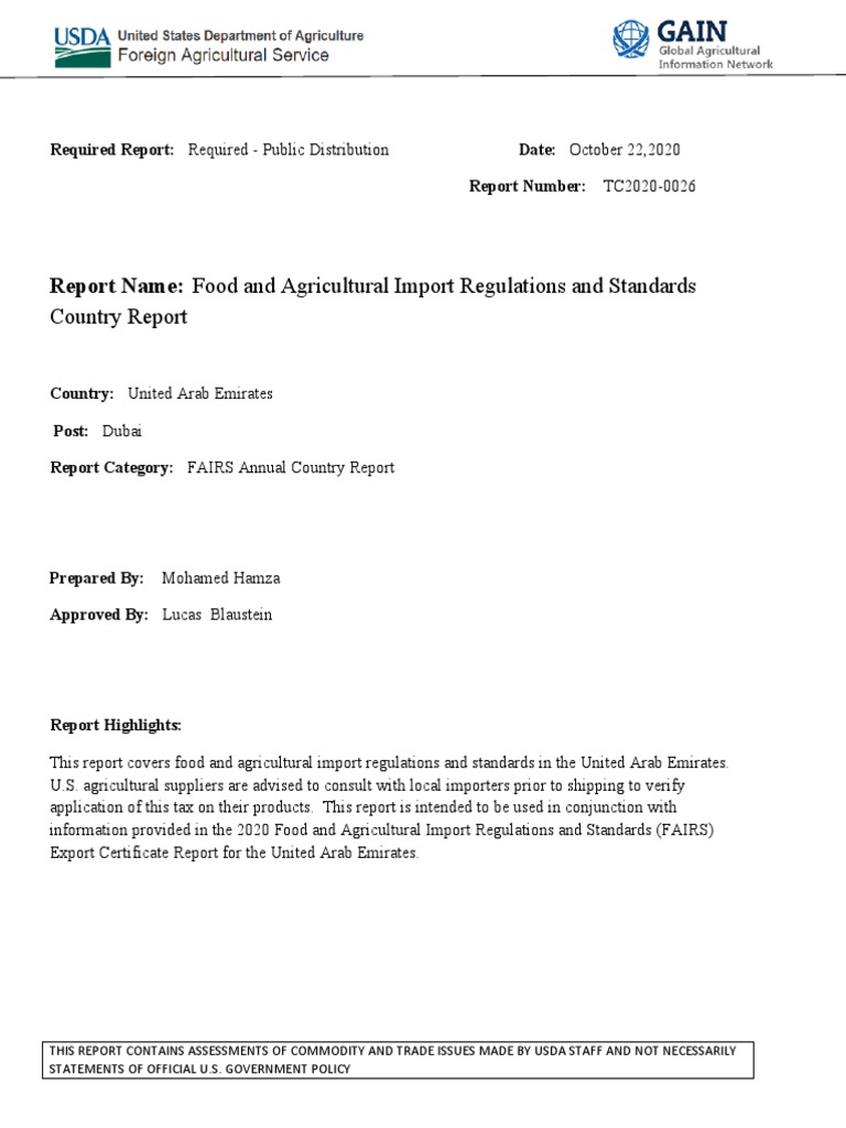 UAE Food Import Regulations Overview | PDF | Nutrition Facts Label ...