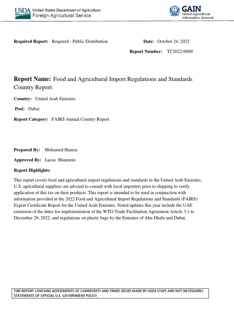 UAE Food Import Regulations Overview | PDF | Fat | Trans Fat