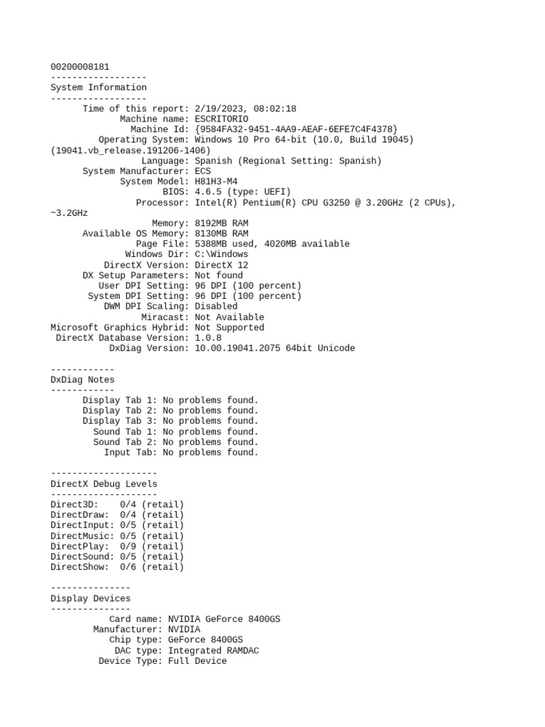 DX Diag | PDF | Device Driver | Codec