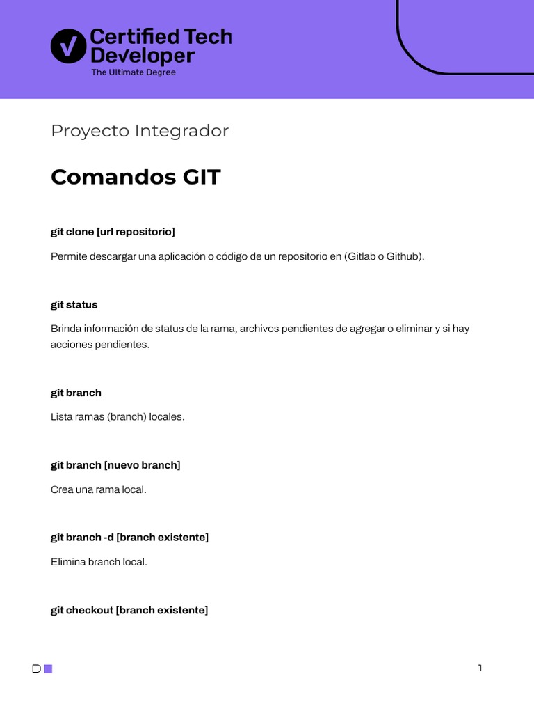 Comandos GIT: Proyecto Integrador | PDF