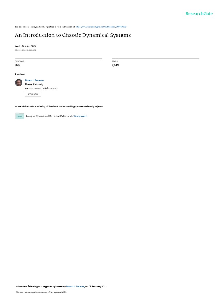 An Introduction To Chaotic Dynamical Systems: October 2021 | PDF ...