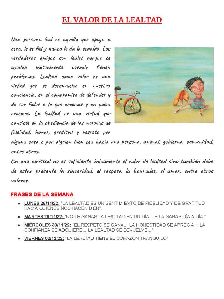 El Valor de La Lealtad | PDF | Lealtad | Amor