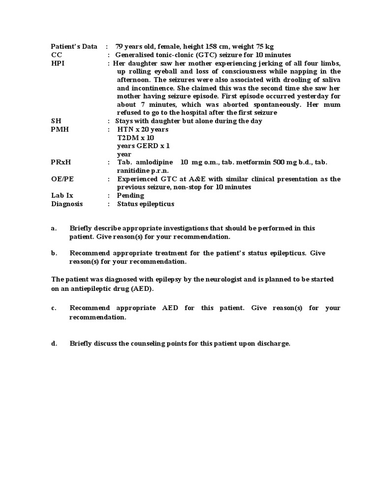 Epilepsy Case Study | PDF