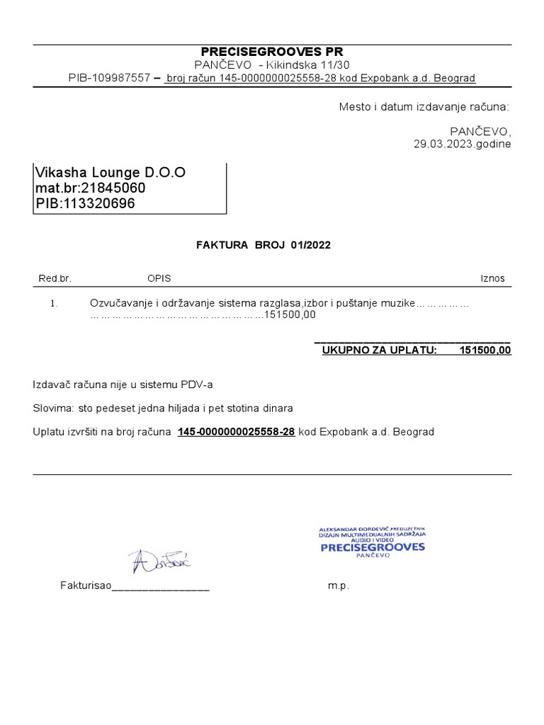 Faktura Vikasha 1 | PDF