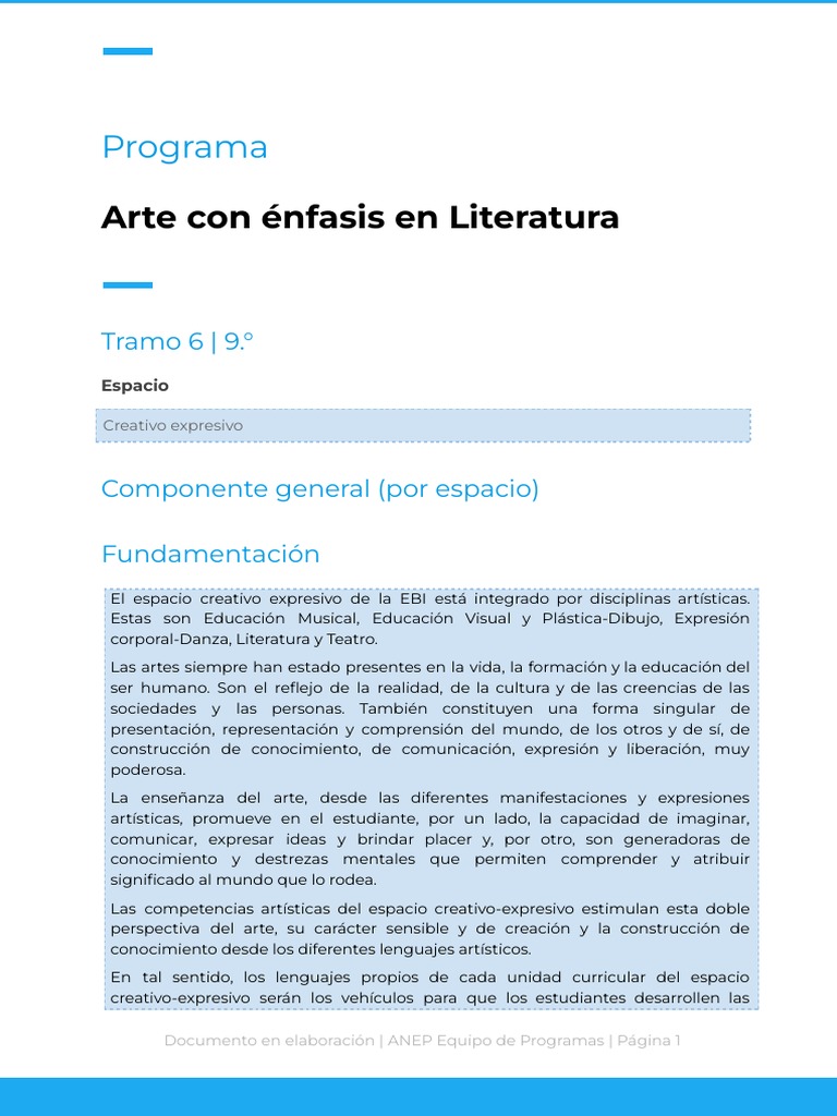 Arte Con Énfasis en LITERATURA - Tramo 6 - 9º DGES - v2 | PDF ...