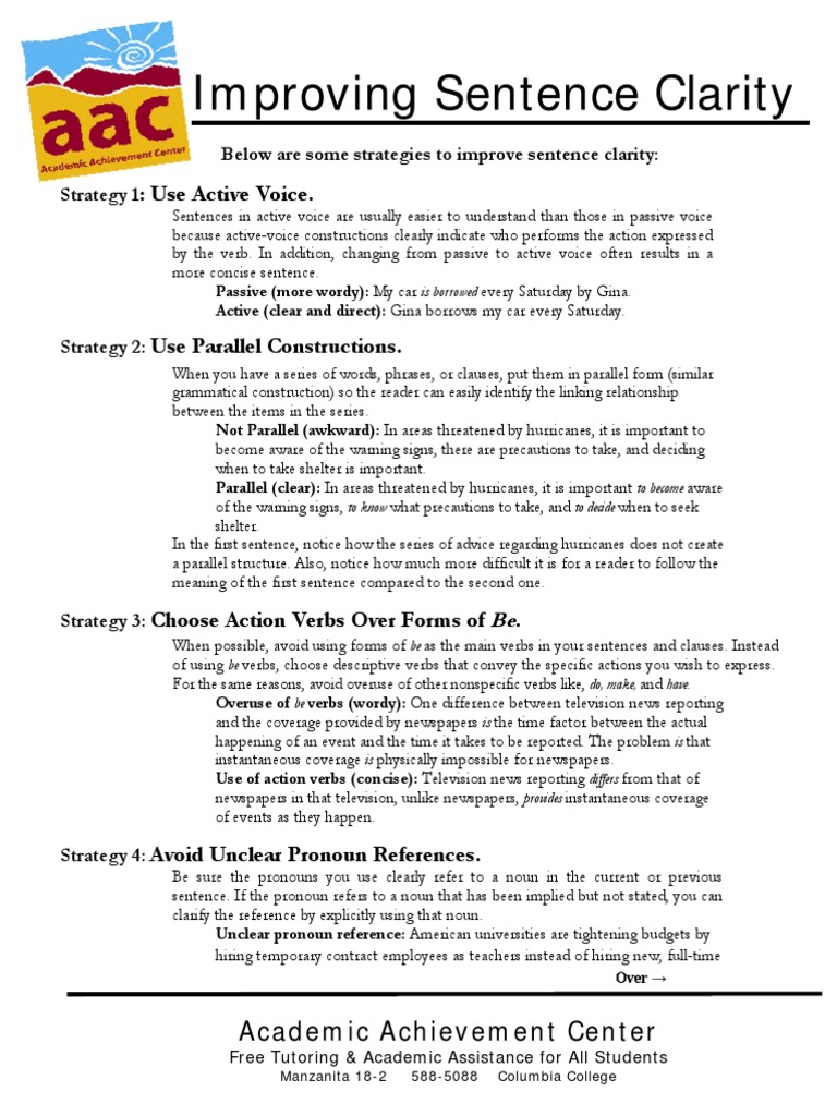 Sentence Clarity | Download Free PDF | Verb | Sentence (Linguistics)