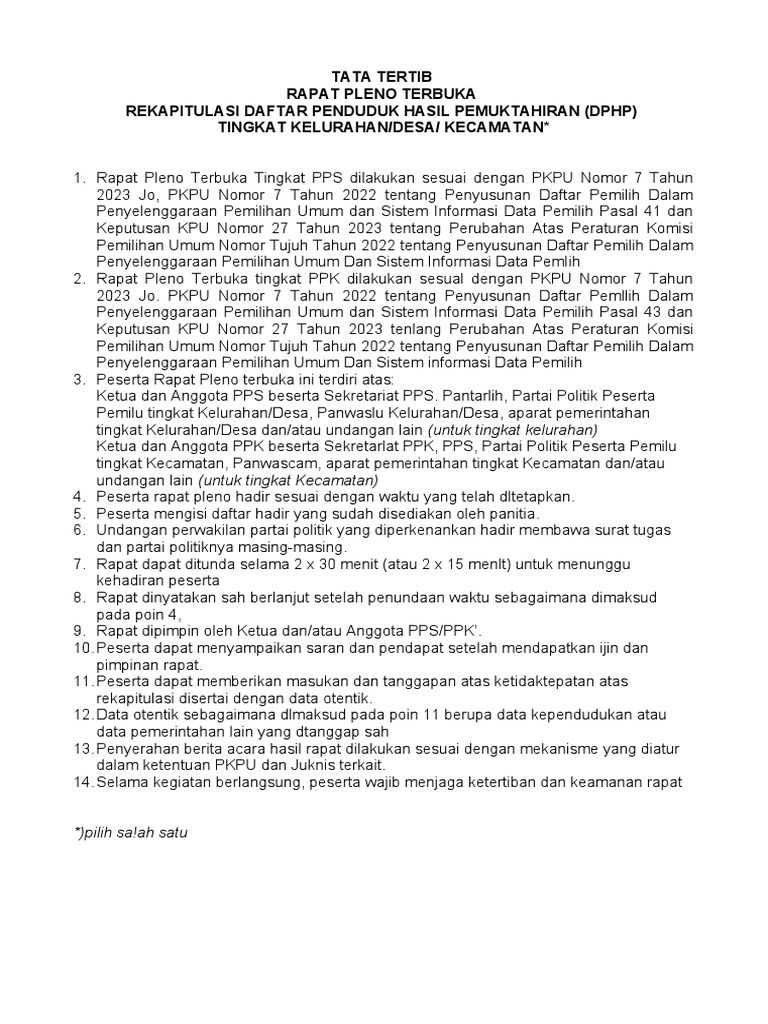 Tata Tertib Pleno PPS-PPK | PDF Tata Tertib Pleno PPS-PPK | PDF