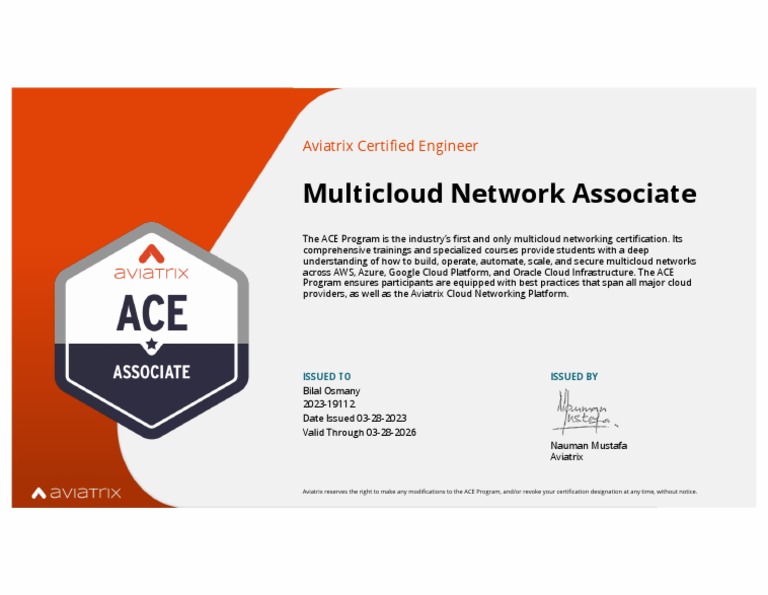 Multicloud Network Associate Badge20230408-28-11ci730 | PDF