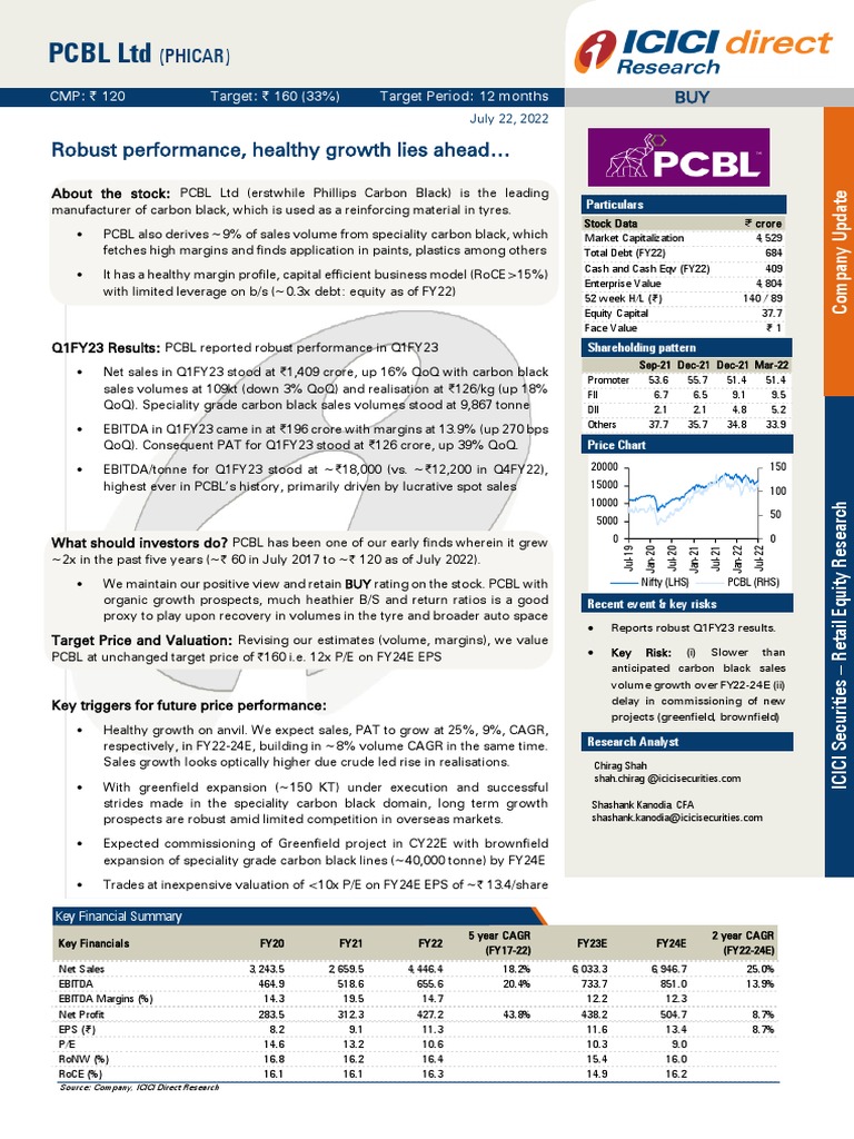 IDirect PCBL CoUpdate July22 | PDF | Securities (Finance) | Financial Analyst