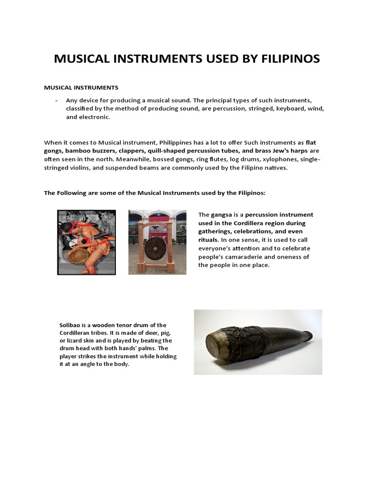 Filipino Musical Instruments Overview | PDF | Musical Instruments ...