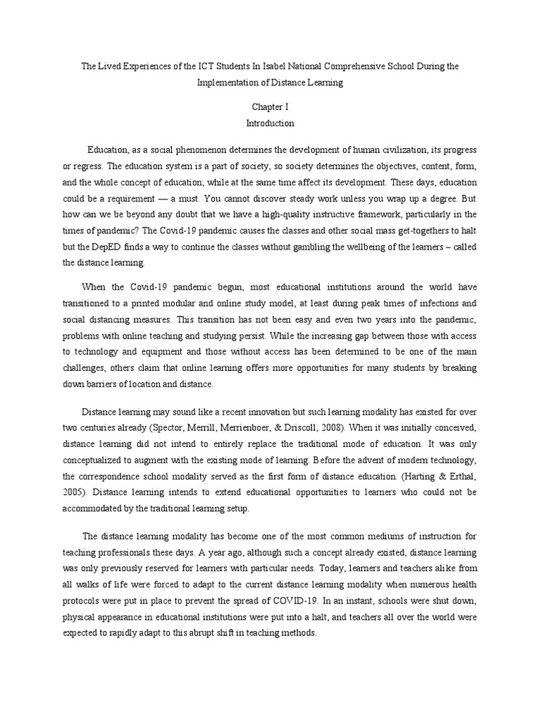 ICT Students' Experiences in Distance Learning | PDF | Distance ...