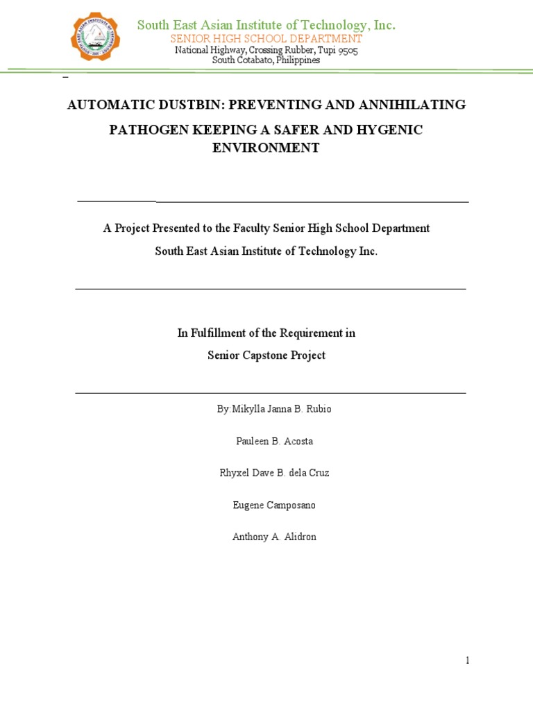 Automatic Dustbin Title Proposal Final | PDF | Hygiene | Health Sciences
