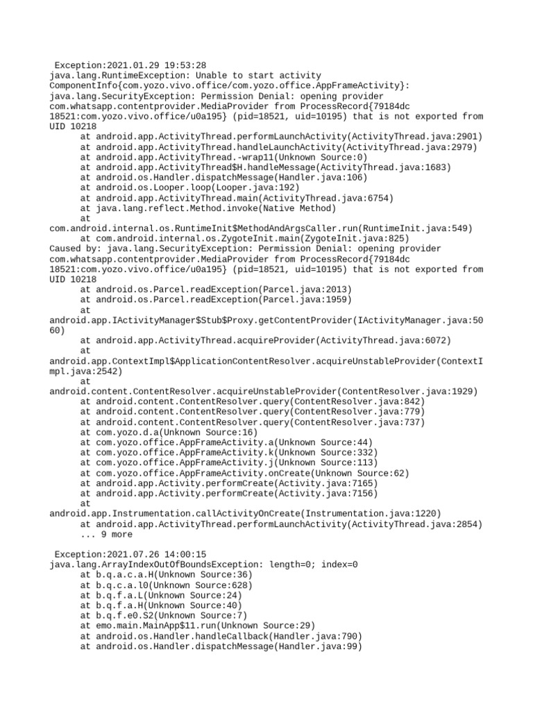 Android App Security Exceptions | PDF | Android (Operating System ...