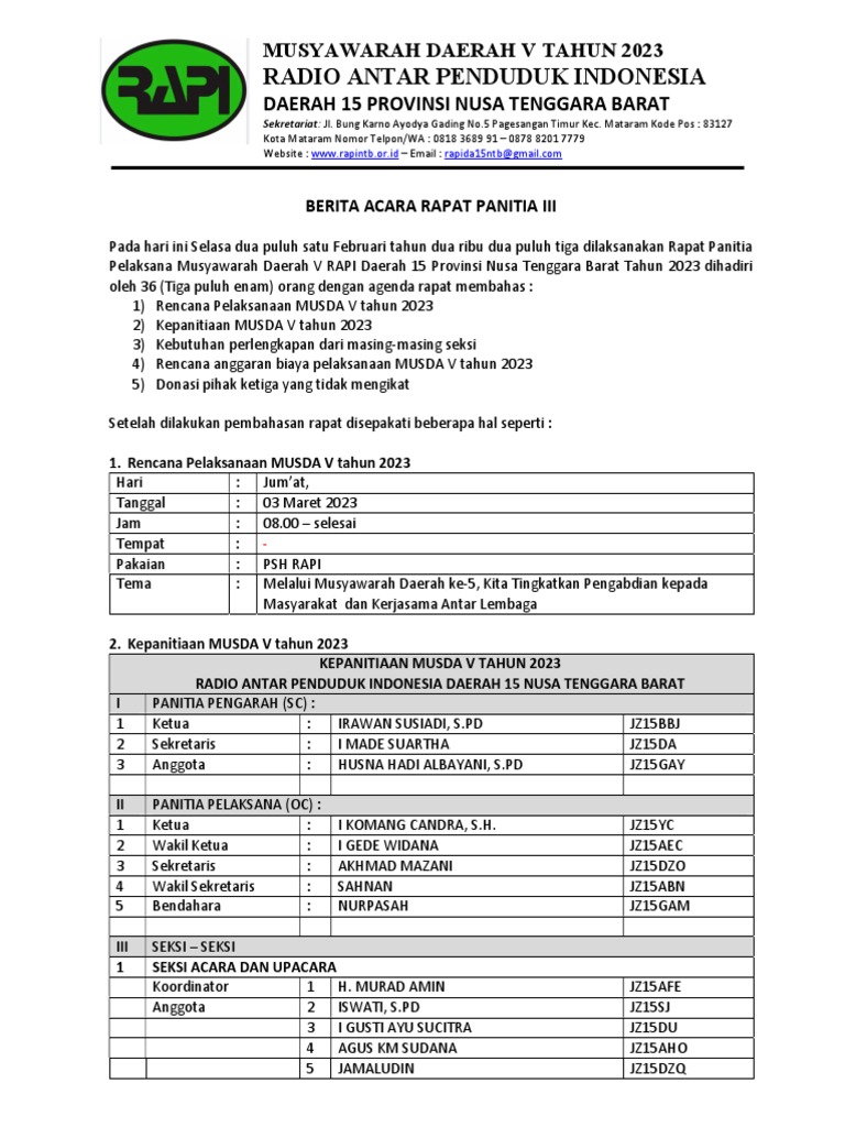 BA Rapat Koordinasi Panitia - 21 Februari 2023 | PDF