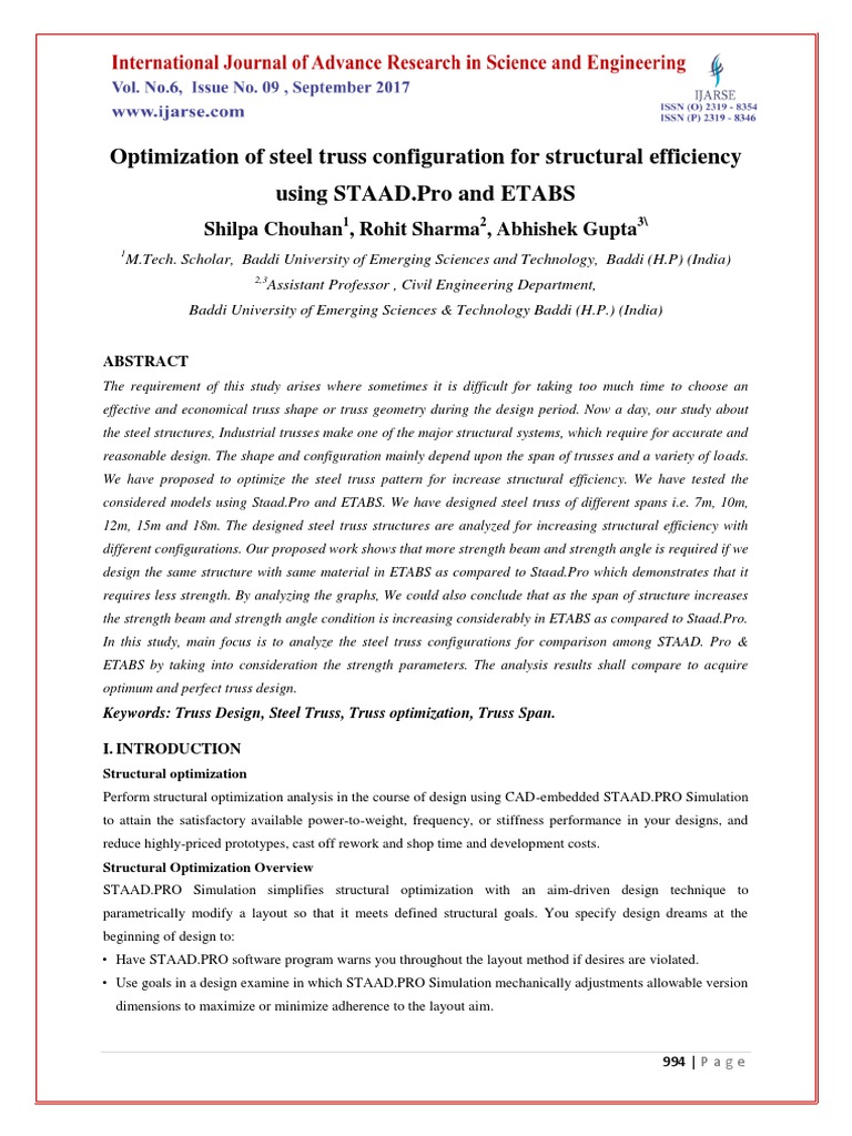 Optimization of Steel Truss Configuration For Structural Efficiency Using STAAD - Pro and ETABS ...