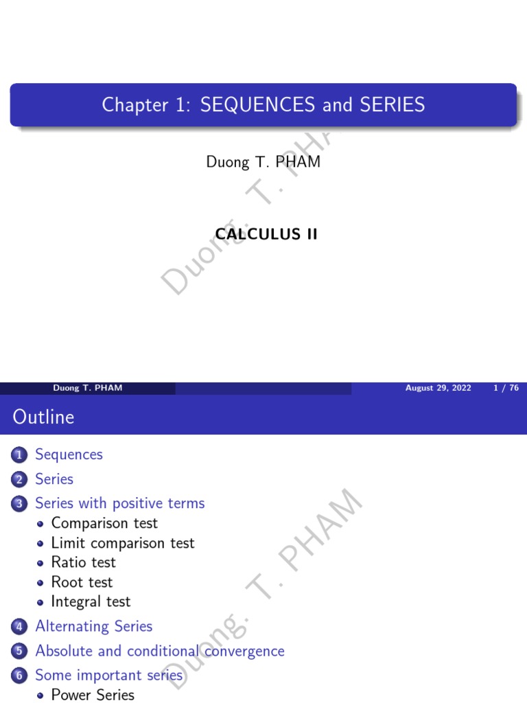 T. Pham: Chapter 1: SEQUENCES and SERIES | PDF | Limit (Mathematics) | Sequence