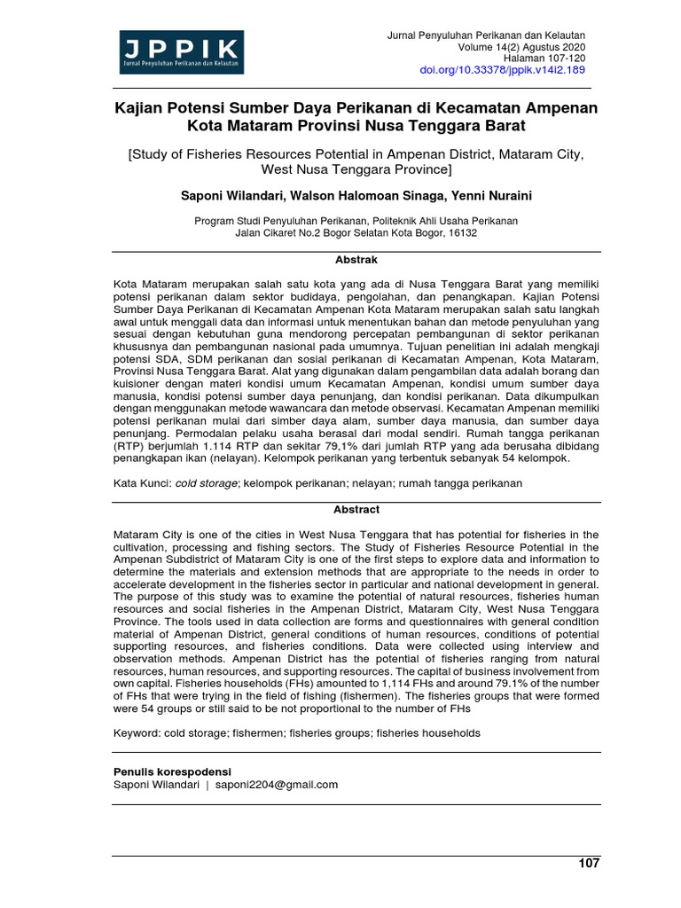 Potensi Perikanan Ampenan NTB | PDF | Teknologi & Rekayasa