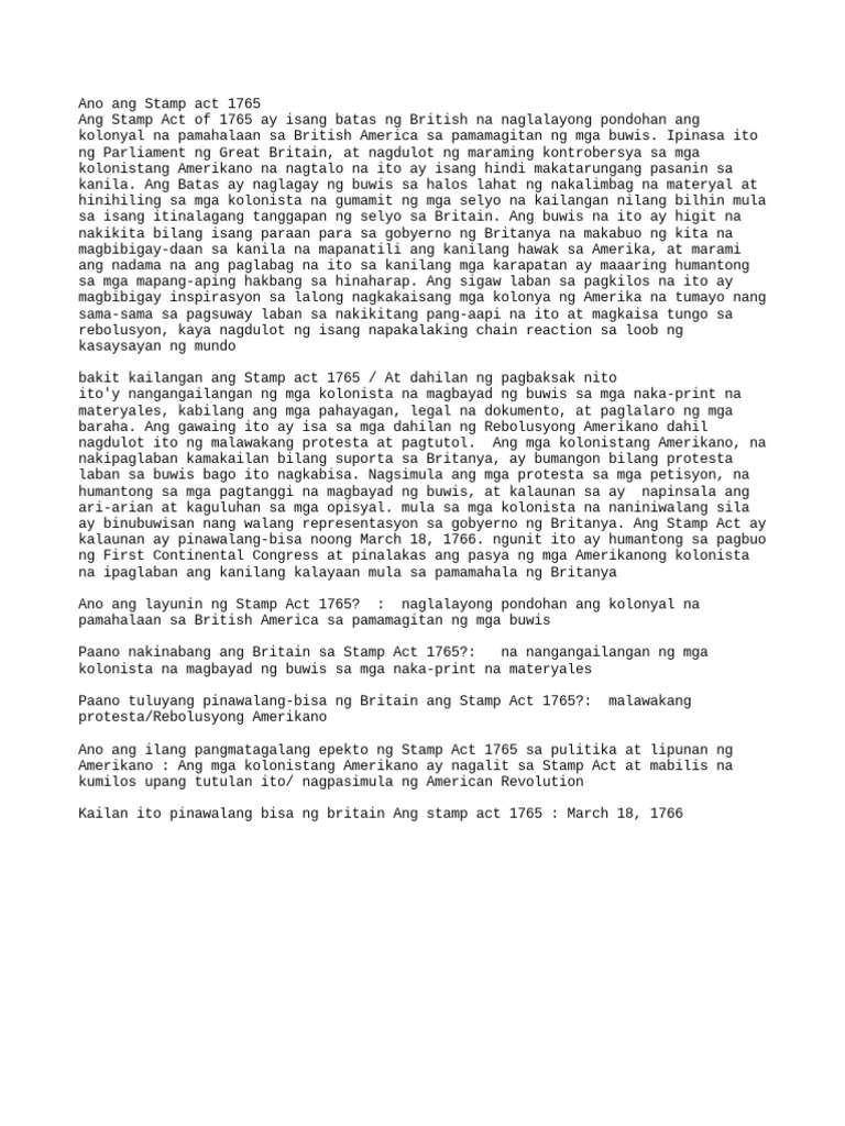Stamp Act 1765 | PDF