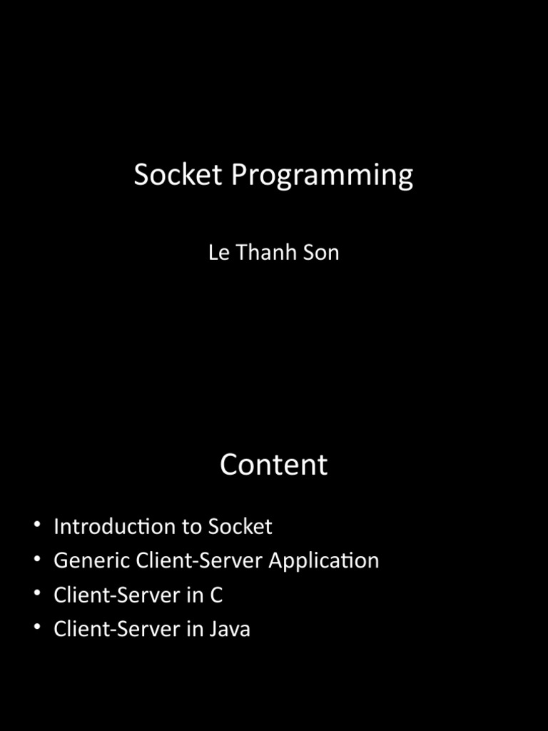 Socket Programming: Le Thanh Son | PDF | Port (Computer Networking) | Network Socket