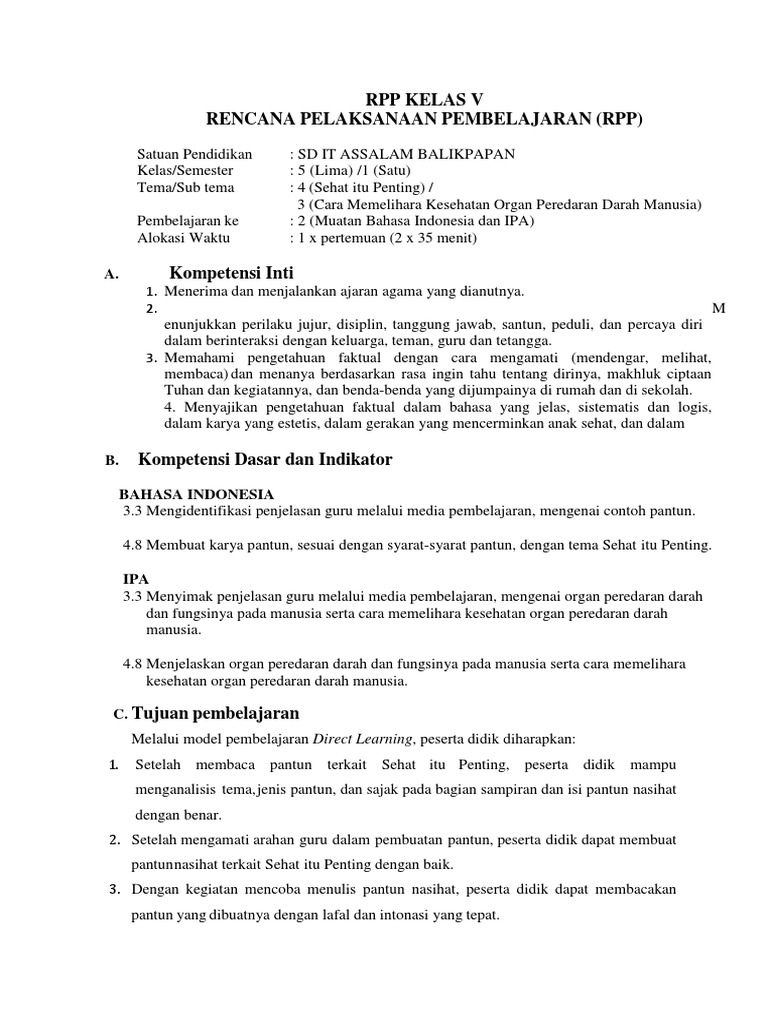 RPP Bahasa Indonesia | PDF