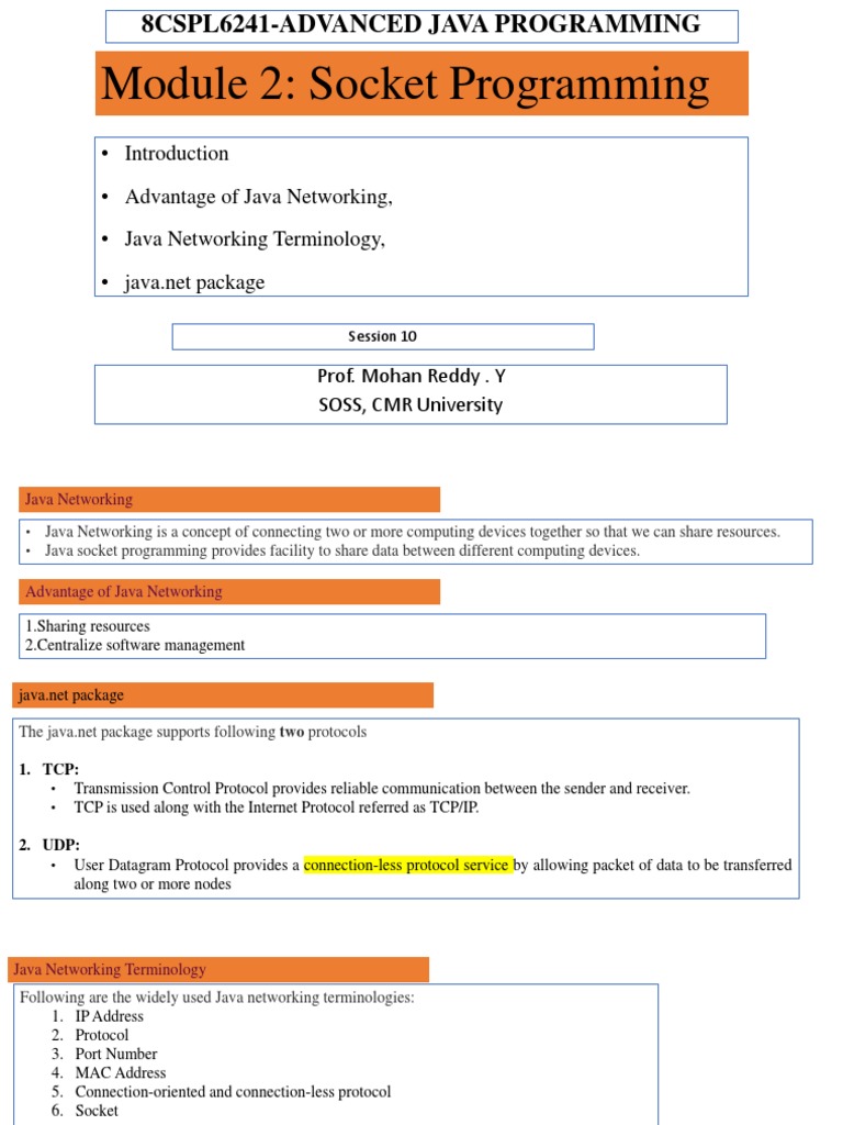 Module 2: Socket Programming: 8Cspl6241-Advanced Java Programming | PDF | Computer Network ...